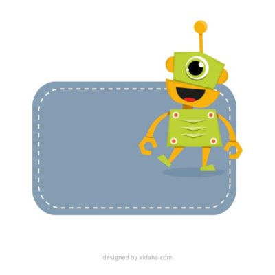 Free green robot label clipart – KIDAHA