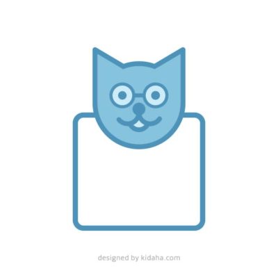 Cute blue cat blank label clip art – KIDAHA