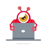 Cute robot working on laptop clip art – KIDAHA